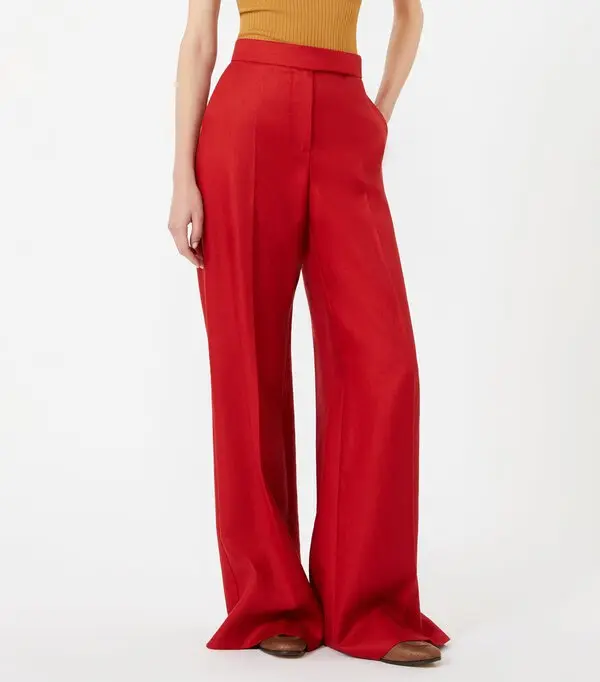 Max Mara Linen Wide-leg Trousers - Red