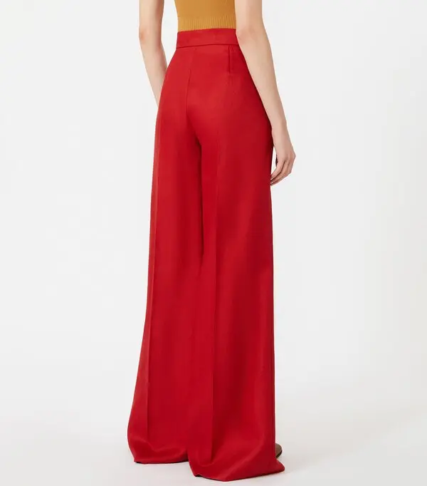 Max Mara Linen Wide-leg Trousers - Red