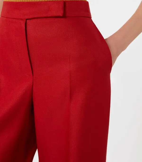 Max Mara Linen Wide-leg Trousers - Red