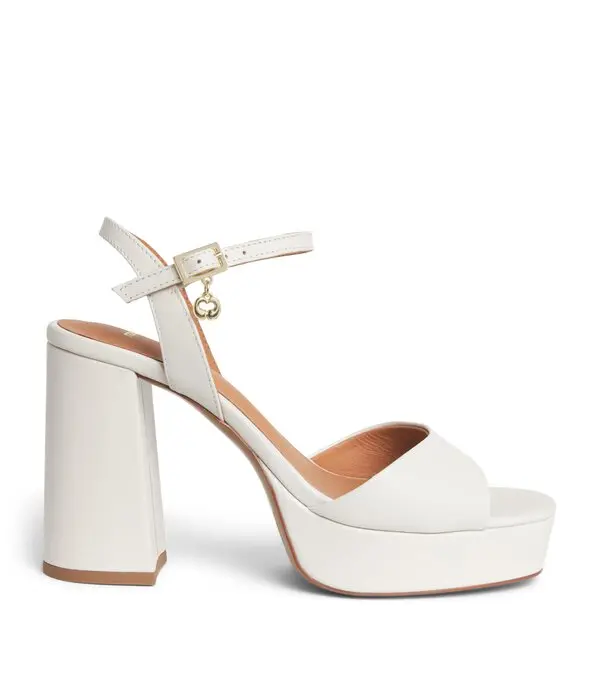 Maje Leather Platform Sandals - White