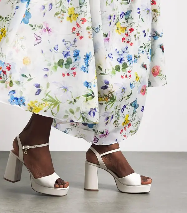 Maje Leather Platform Sandals - White