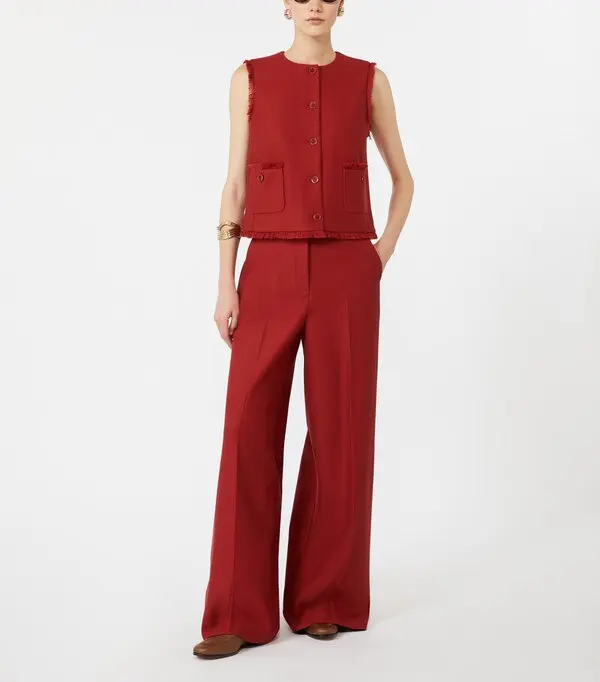 Max Mara Cotton Jersey Wide-leg Trousers - Red