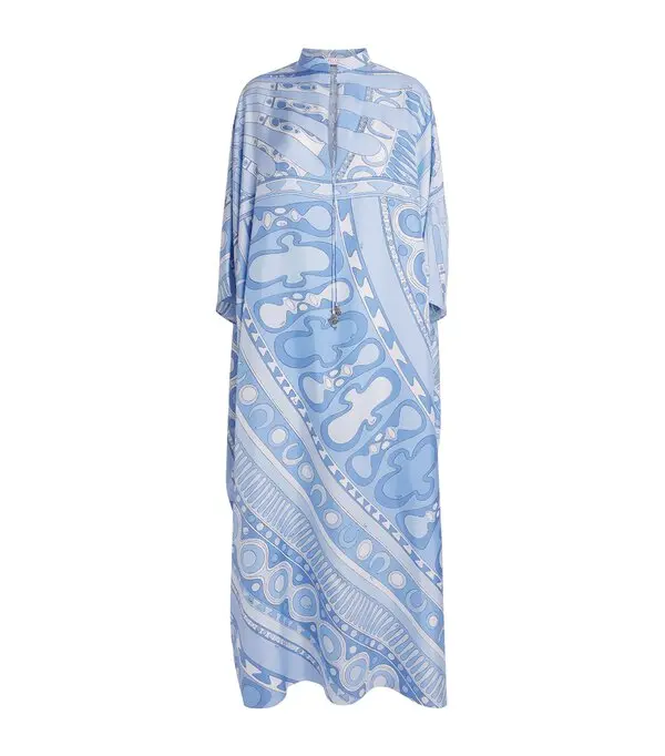Emilio Pucci Silk Orchidee Kaftan Maxi Dress