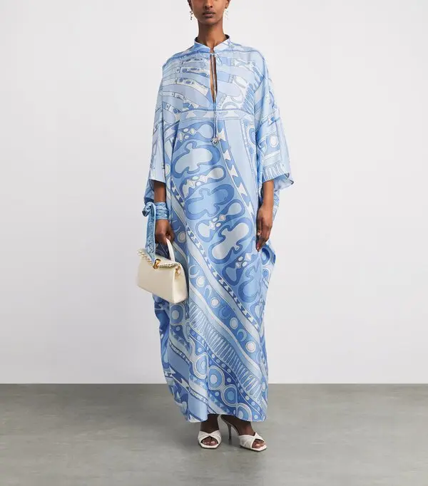 pucci orchidee silk maxi dress PUCCI Orchidee-print long-sleeve Maxi Dress | Pink