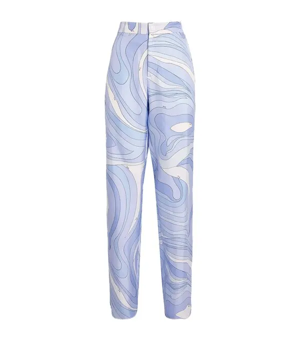 Emilio Pucci Silk Marmo Wide-leg Trousers