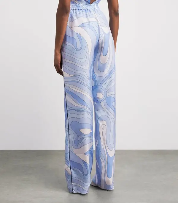Emilio Pucci Silk Marmo Wide-leg Trousers
