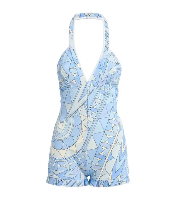 Emilio Pucci Halterneck Manuba Playsuit - Blue