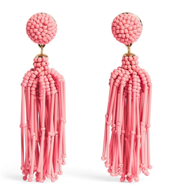 Carolina Herrera Beaded Tassel Drop Earrings - Pink