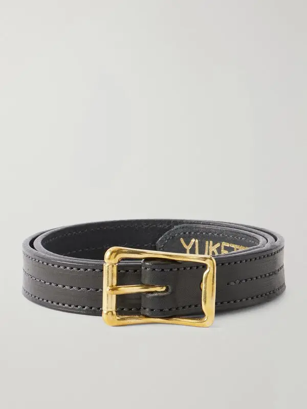 YUKETEN 2.5cm Leather Belt - Black
