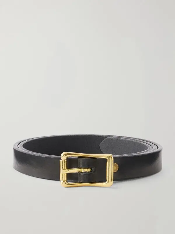 YUKETEN 2cm Leather Belt With Gold-tone Buckle - Black