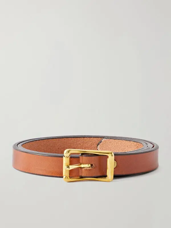 YUKETEN 2cm Leather Belt - Brown