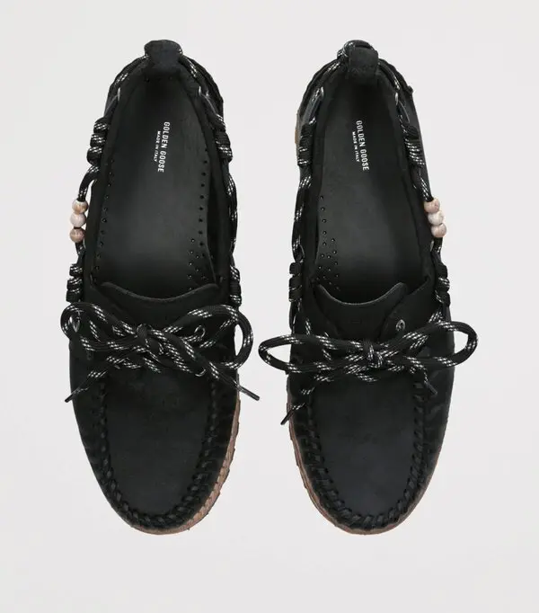 GOLDEN GOOSE Suede Boat Shoes - Black