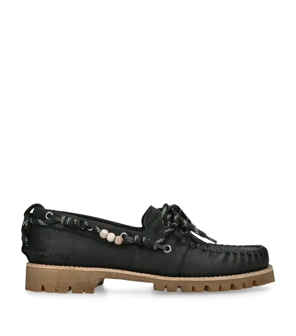 GOLDEN GOOSE Suede Boat Shoes - Black