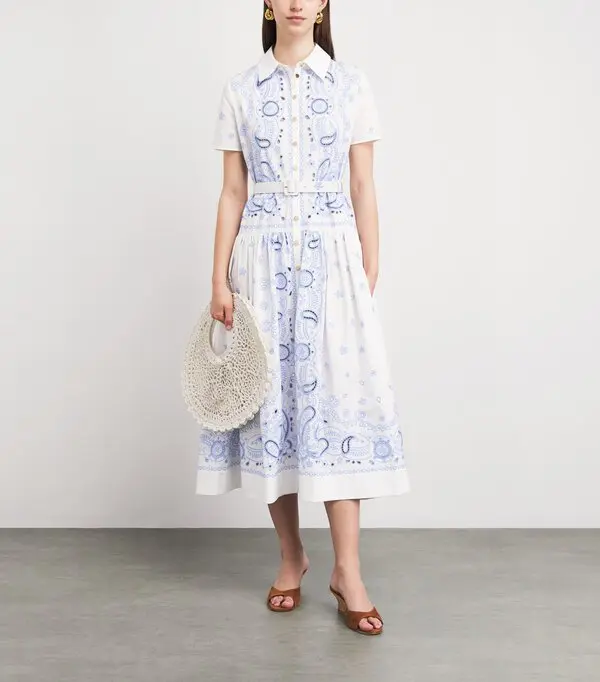 SELF-PORTRAIT Cotton Embroidered Midi Dress
