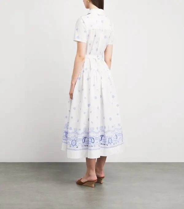 SELF-PORTRAIT Cotton Embroidered Midi Dress