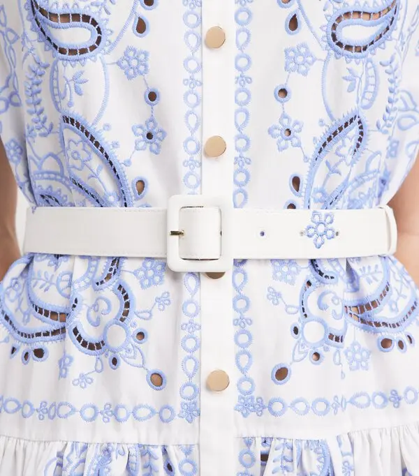 SELF-PORTRAIT Cotton Embroidered Midi Dress