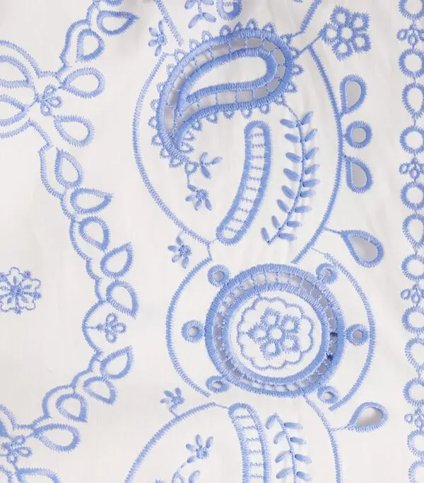 SELF-PORTRAIT Cotton Embroidered Midi Dress