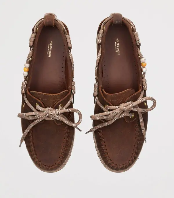GOLDEN GOOSE Suede Boat Shoes - Brown