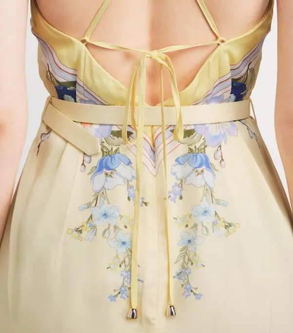 SELF-PORTRAIT Satin Floral Print Midi Dress