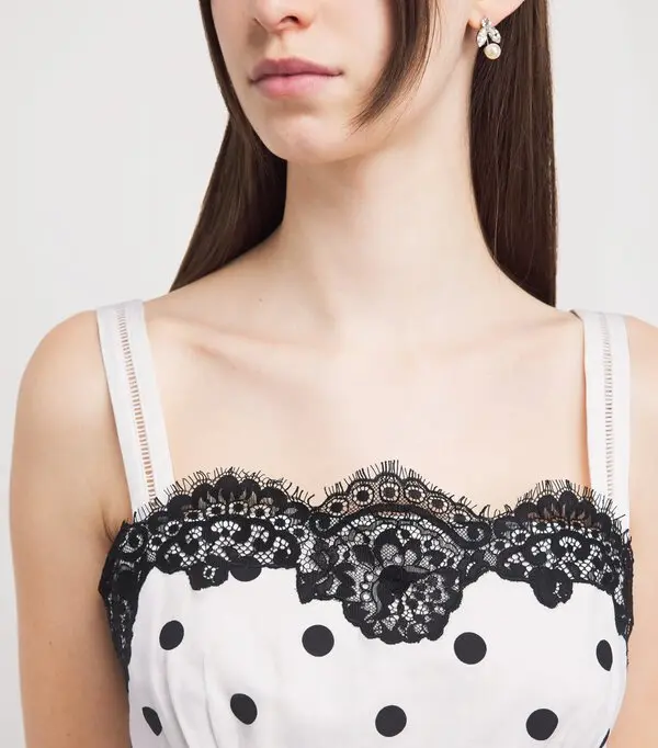 SELF-PORTRAIT Linen-cotton Polka Dot Top