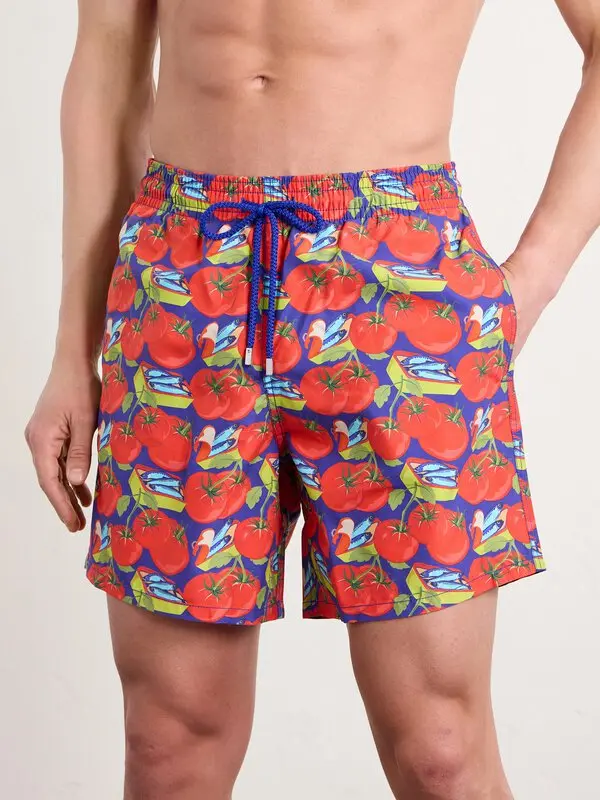 Vilebrequin Moorea Straight-leg Mid-length Printed Swim Shorts - Red