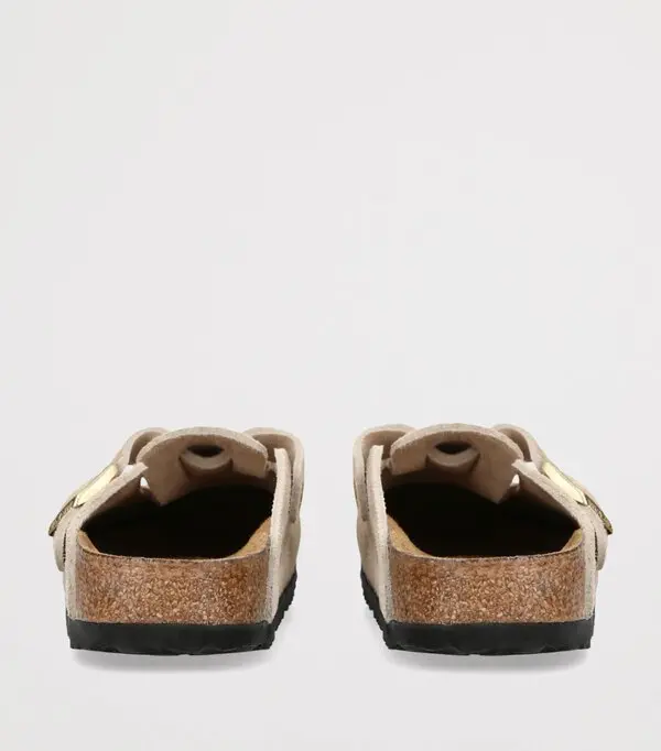 BIRKENSTOCK Suede Boston Clogs - Beige