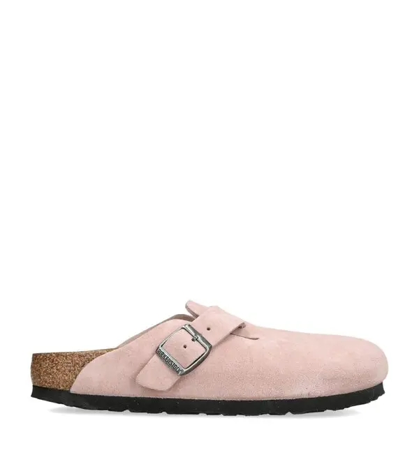 BIRKENSTOCK Suede Boston Clogs - Pink