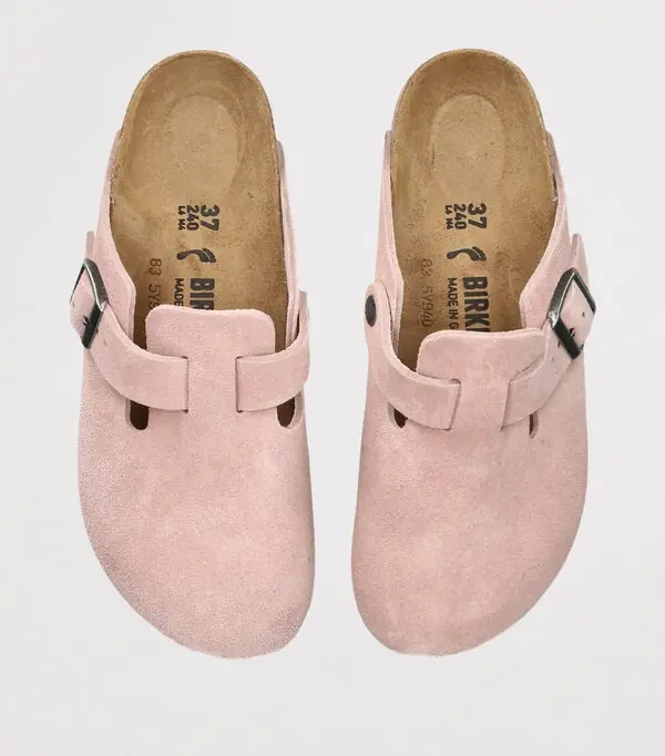BIRKENSTOCK Suede Boston Clogs - Pink