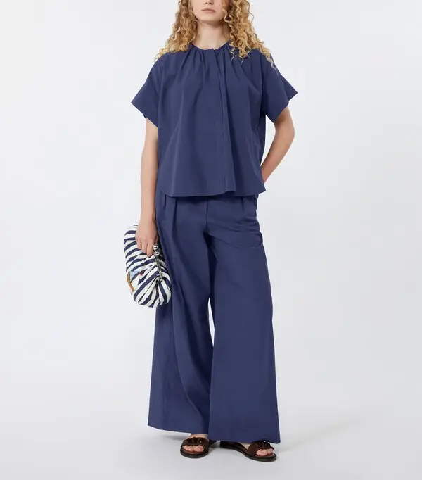 Max Mara Grain De Poudre Pleated Trousers - Blue
