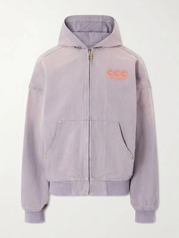 WILLY CHAVARRIA Juggernaut Logo-embroidered Denim Zip-up Hoodie