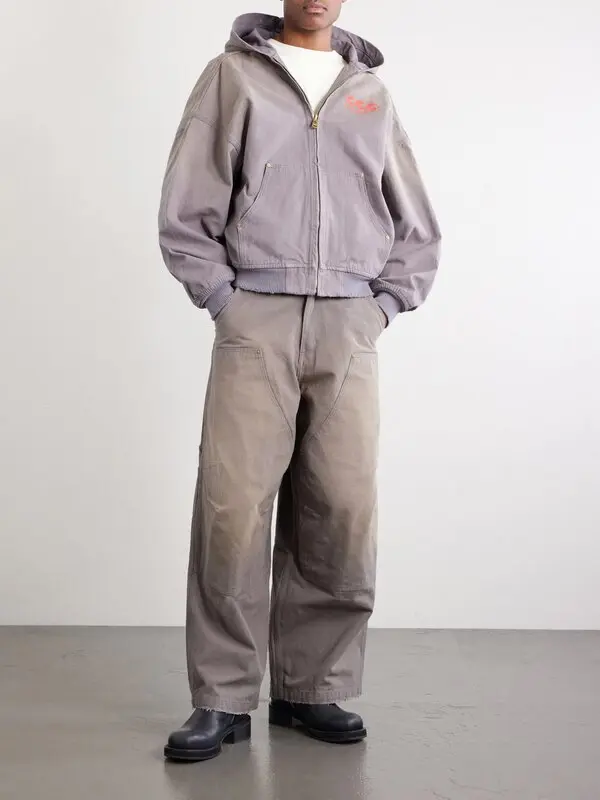 WILLY CHAVARRIA Juggernaut Logo-embroidered Denim Zip-up Hoodie