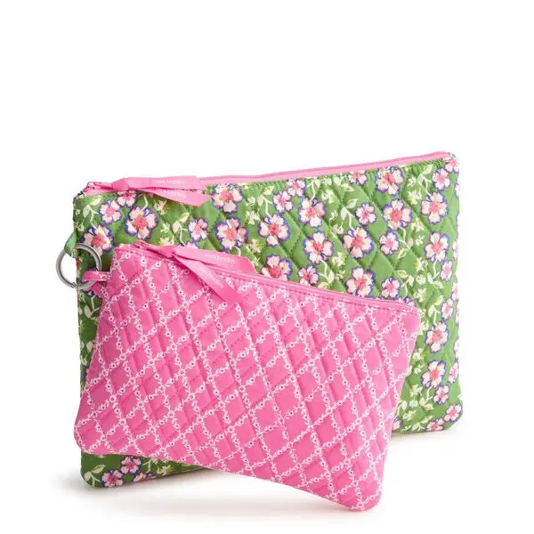 VERA BRADLEY Two-piece Vibrant Floral Pouch Organizer Set - Green