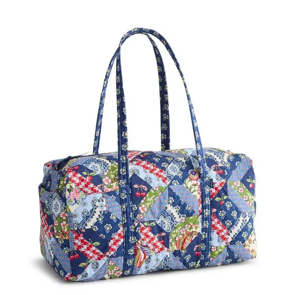 VERA BRADLEY Large Original Duffel In Trellis Patchwork - Blue