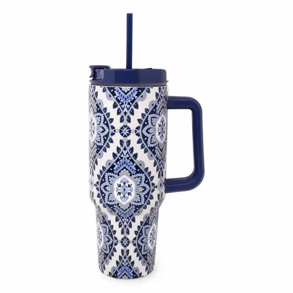 VERA BRADLEY Stainless Steel Xl Tumbler W/handle - Blue