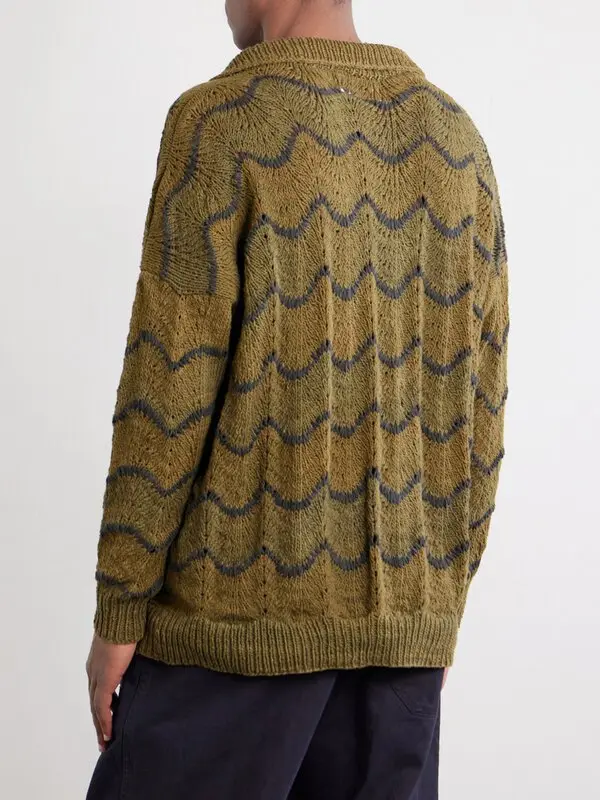 KARTIK RESEARCH Striped Knitted Cotton Polo Sweater