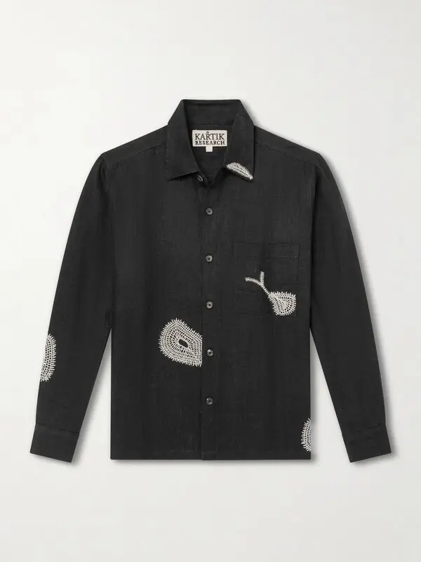 KARTIK RESEARCH Repair Embroidered Linen Shirt