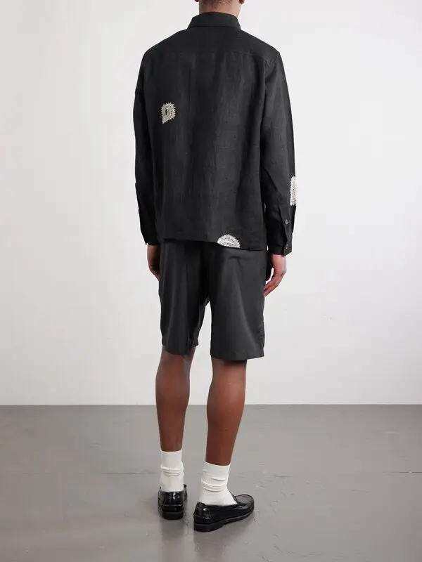 KARTIK RESEARCH Repair Embroidered Linen Shirt