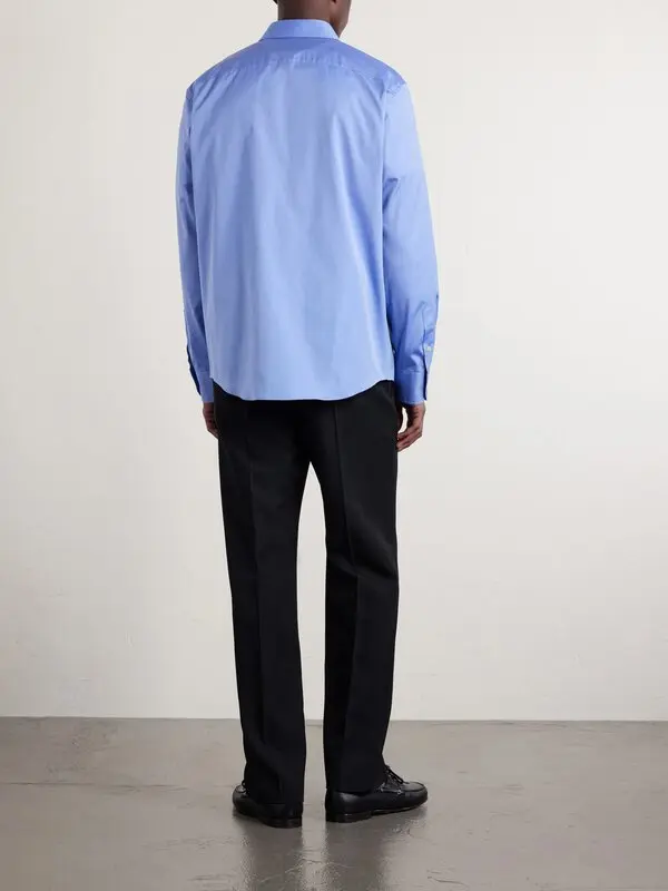 Valentino Garavani Vgold Cotton-poplin Shirt - Blue