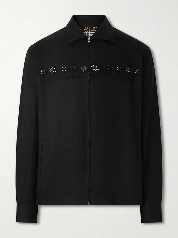 KARTIK RESEARCH Embroidered Linen Jacket - Black