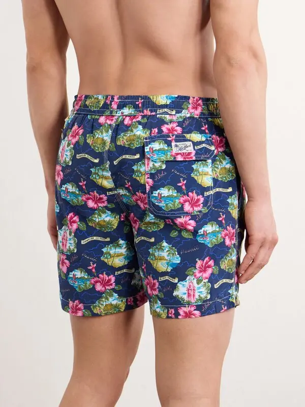 Hartford Straight-leg Mid-length Printed Swim Shorts - Navy