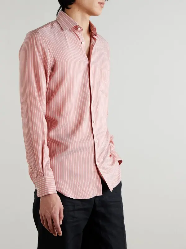 Husbands Striped Silk-poplin Shirt