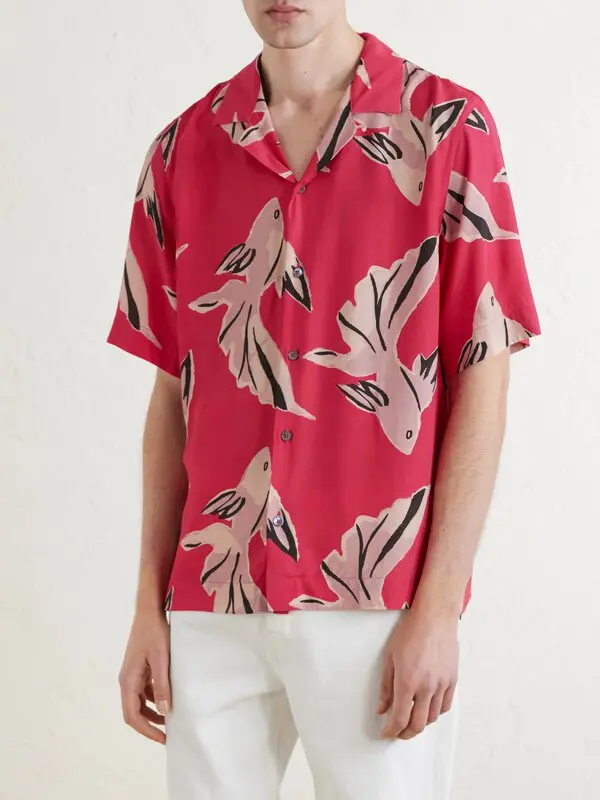 Paul Smith Camp-collar Printed Satin Shirt