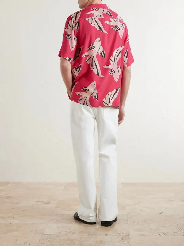 Paul Smith Camp-collar Printed Satin Shirt