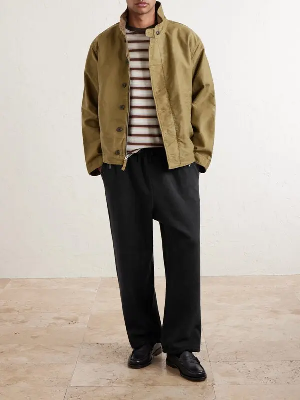 A.PRESSE Vintage Straight-leg Cotton Sweatpants