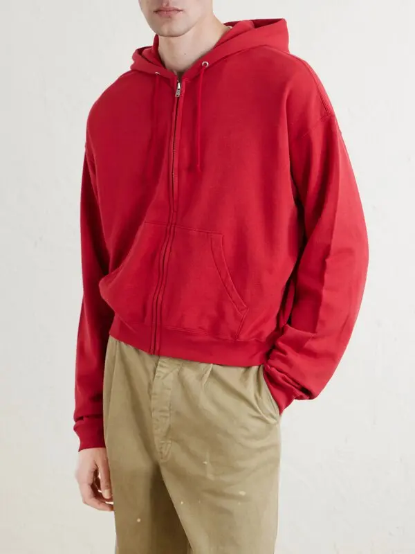 Auralee Cotton, Wool, And Silk-blend Zip-up Hoodie