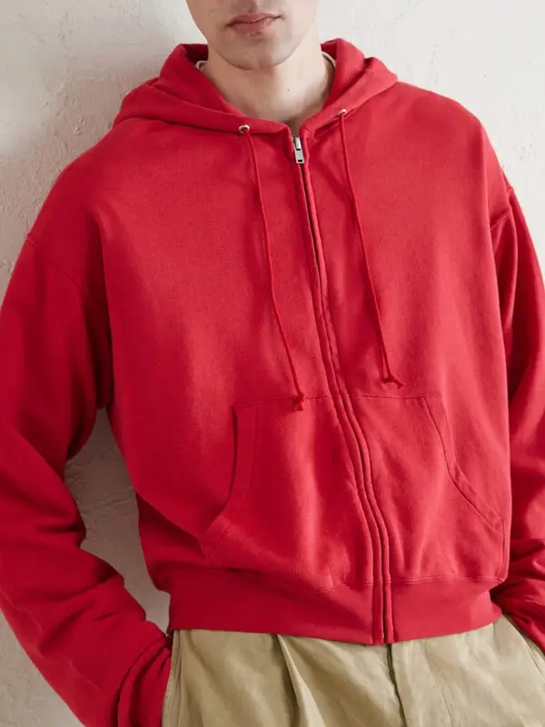 Auralee Cotton, Wool, And Silk-blend Zip-up Hoodie