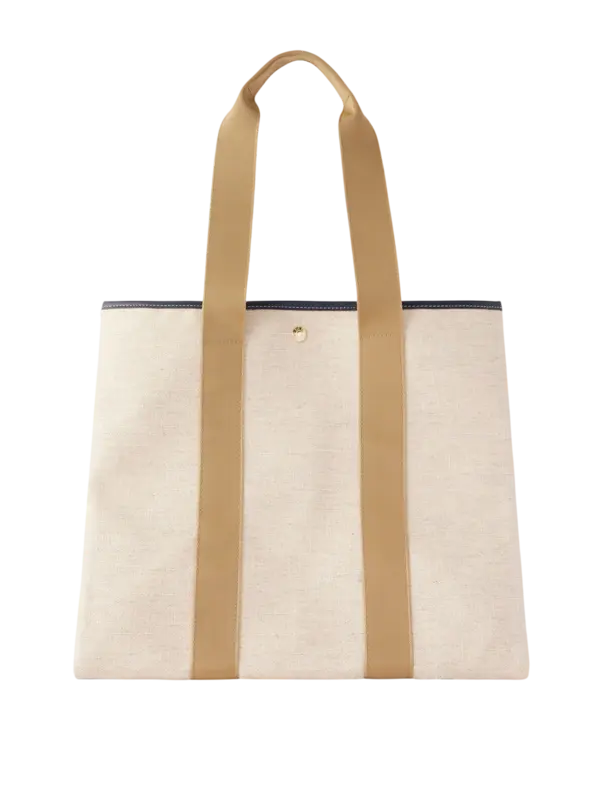 Rue De Verneuil Leather-trimmed Canvas Tote Bag - Neutrals