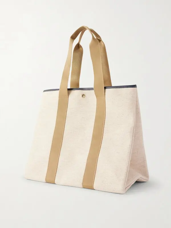 Rue De Verneuil Leather-trimmed Canvas Tote Bag - Neutrals