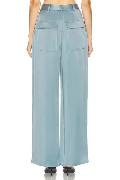 Lapointe Satin Relaxed Pleated Pant - Light Slate