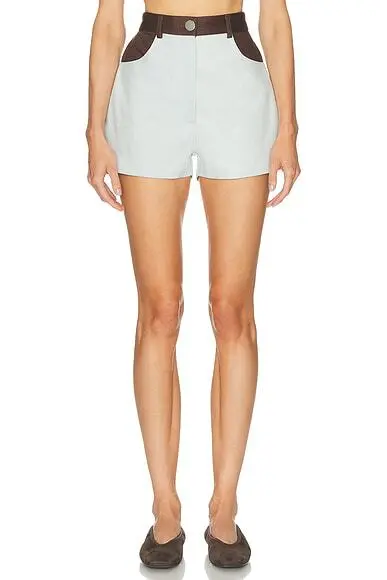 Matthew Bruch High Waist Combo Hot Short - Light Denim